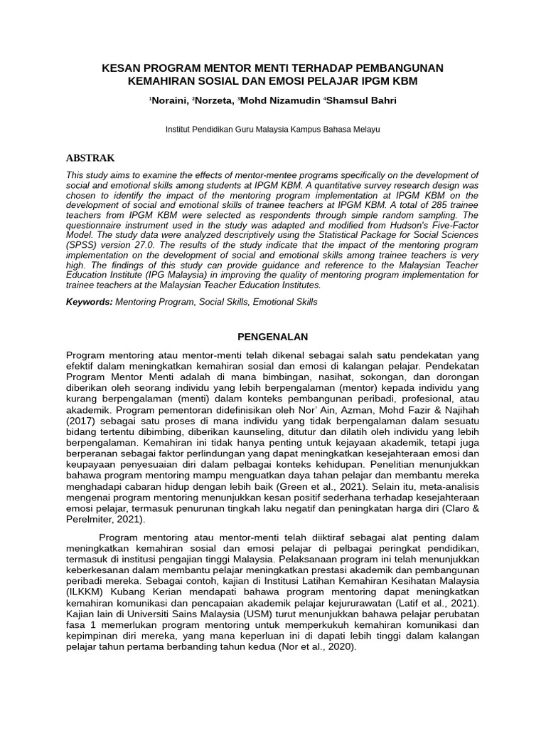 Kerberkesanan Program Mentor Menti - 2024 - Edited - 2 Sept | PDF