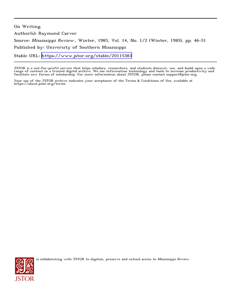 Carver-Writing-1985 | PDF