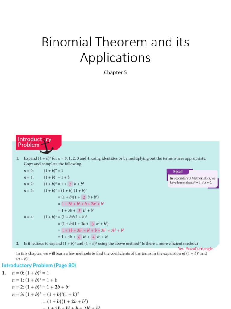 AM CHP 5 Binomial Theorem and Applications | PDF