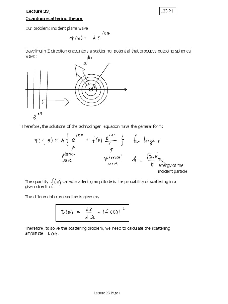 Lecture 23 | PDF | Wave Function | Cross Section (Physics)