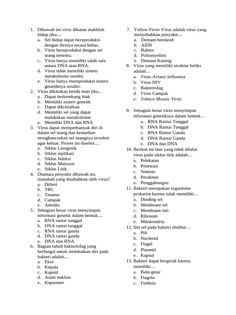 Latihan Soal Biologi | PDF