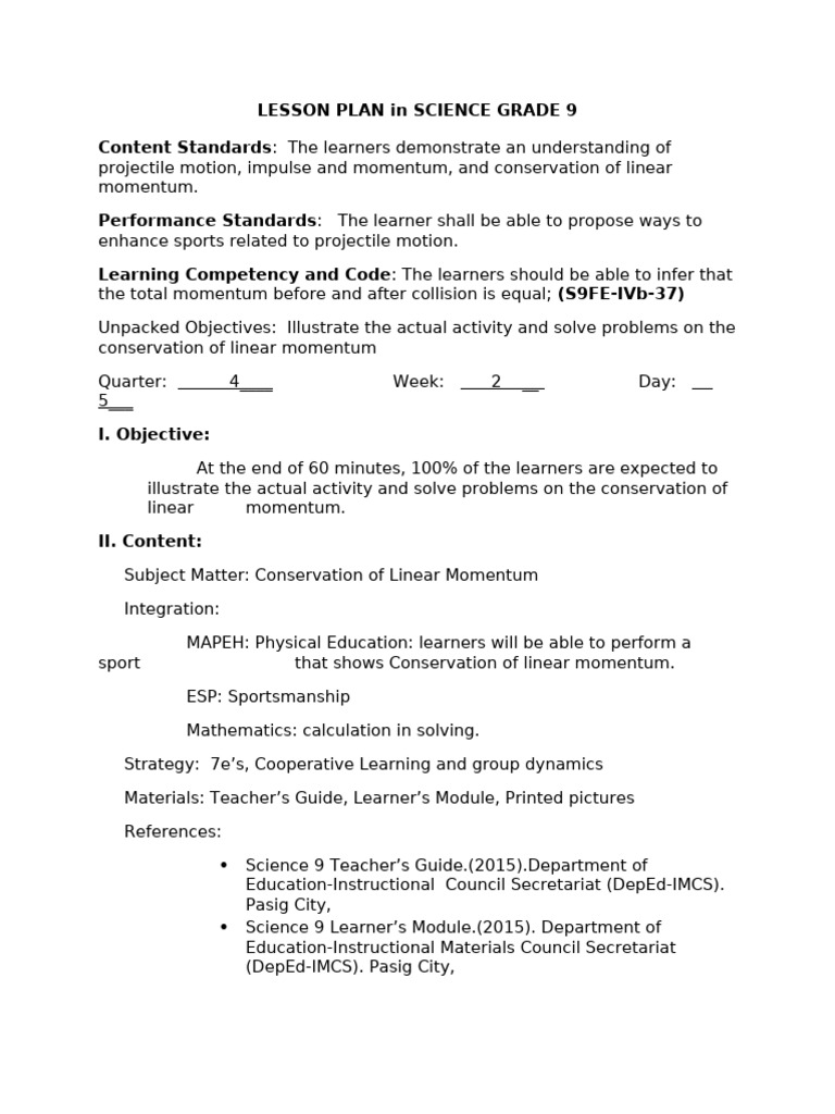 Final Dlp-Science Grade 9 4RTH Quarter WK-2 Day-5 Cherie v. Bacasnot | PDF
