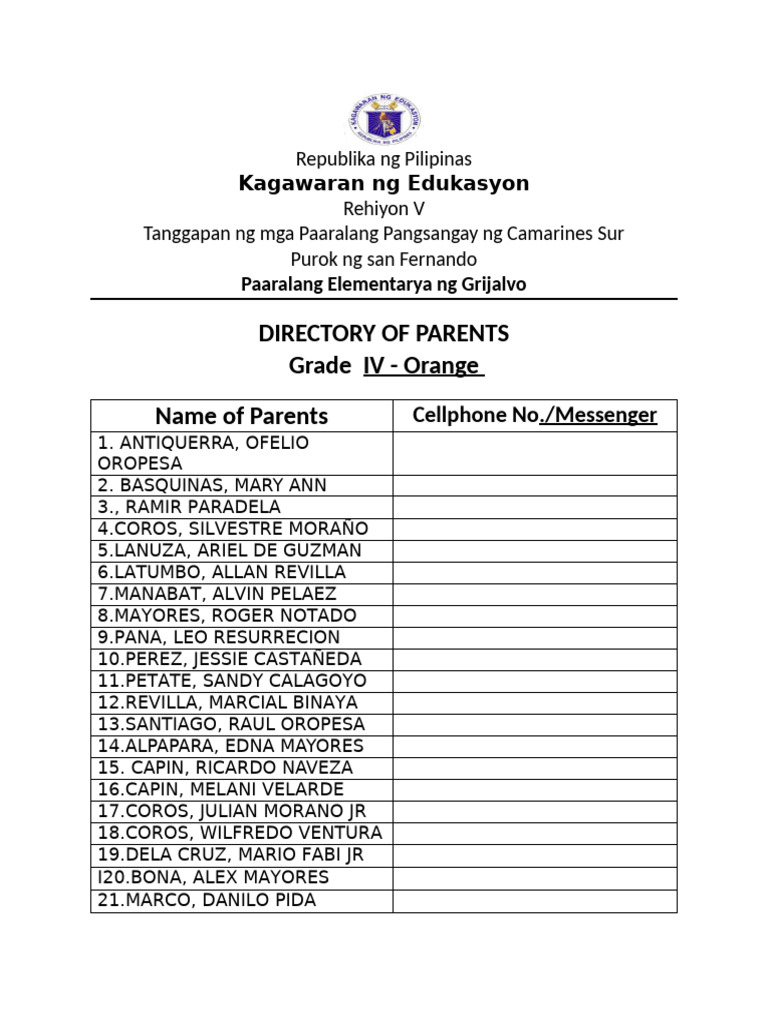 Directory-of-parents | PDF