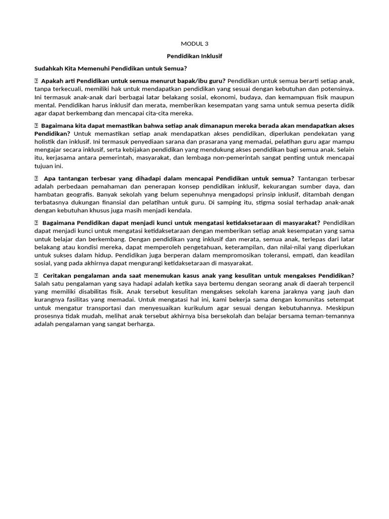 Modul 3 Topik 2 Pendidikan Inklusif | PDF