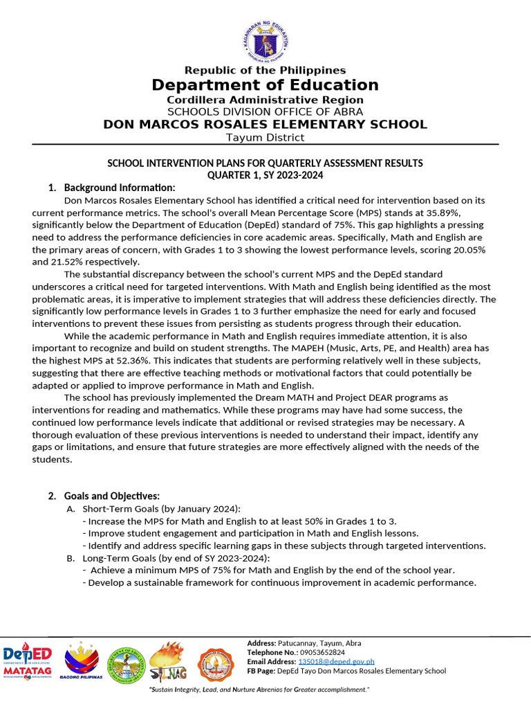 Intervention Plans Pdf
