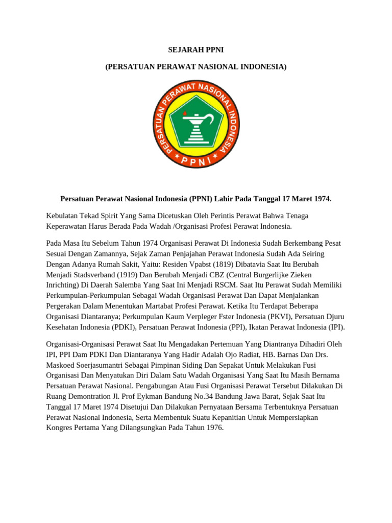 Sejarah PPNI, VANESA KARUNDENG | PDF