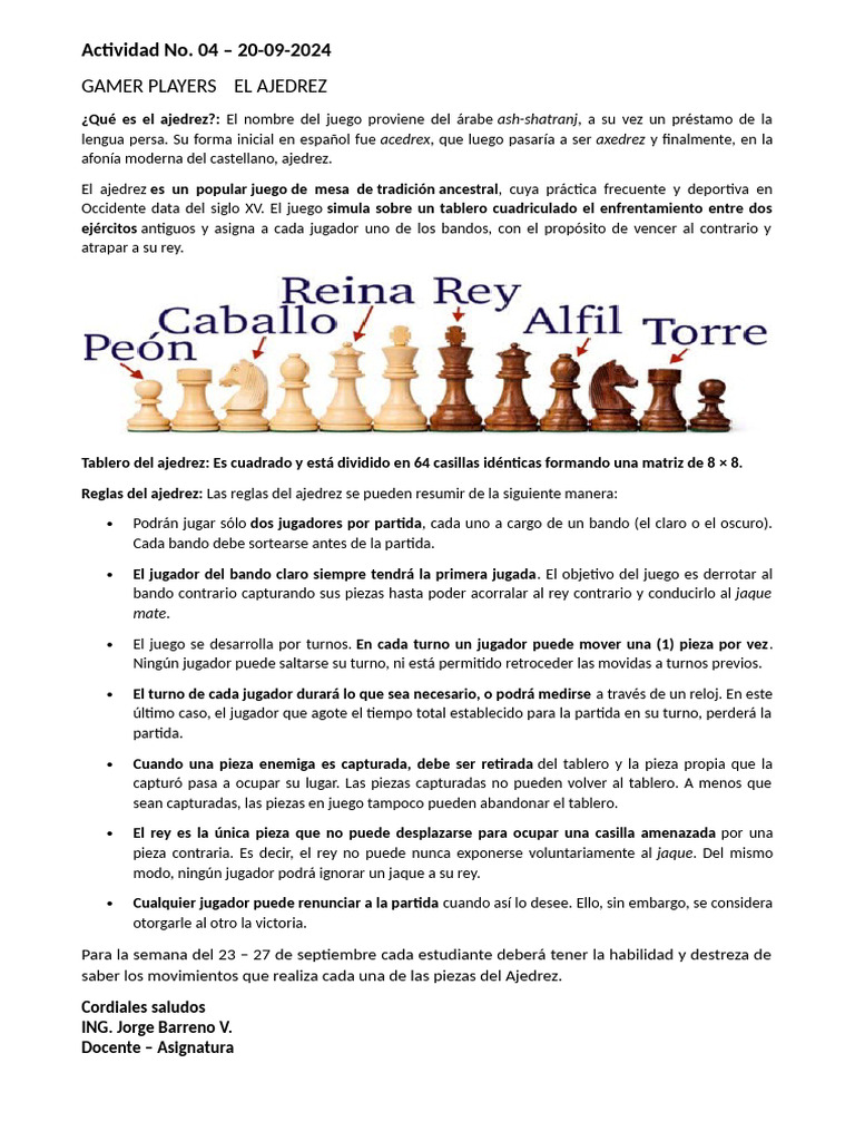 ActividadNo04_Ajedrez | PDF