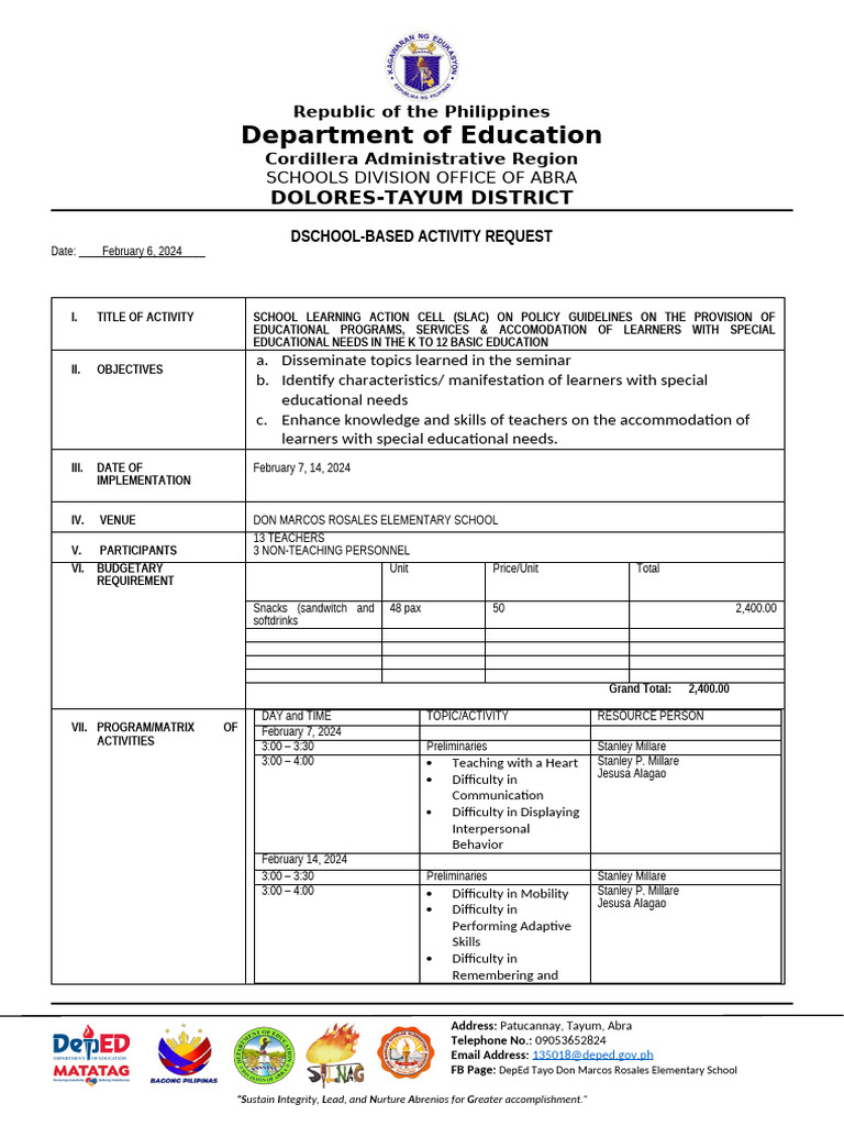 Activity Request 1 | PDF