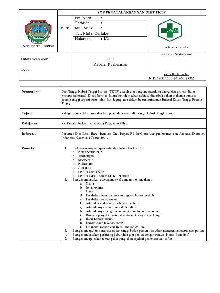 OK Penatalaksanaan Diet (TKTP) SDH | PDF