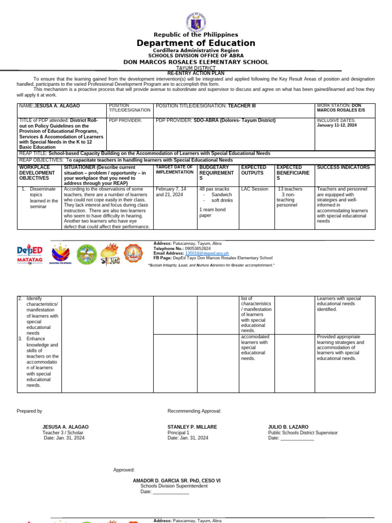 Re Entry Plan Sned | PDF