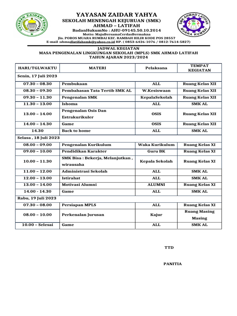 JADWAL KEGIATAN MOS ok | PDF