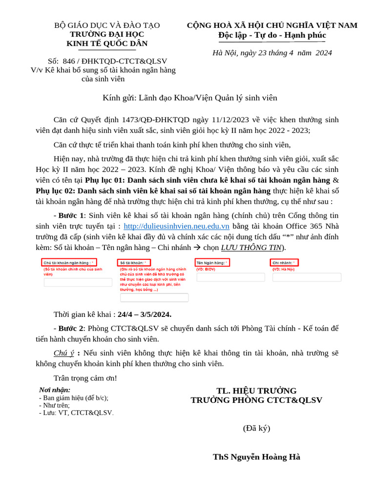 TB cập nhật STK | PDF