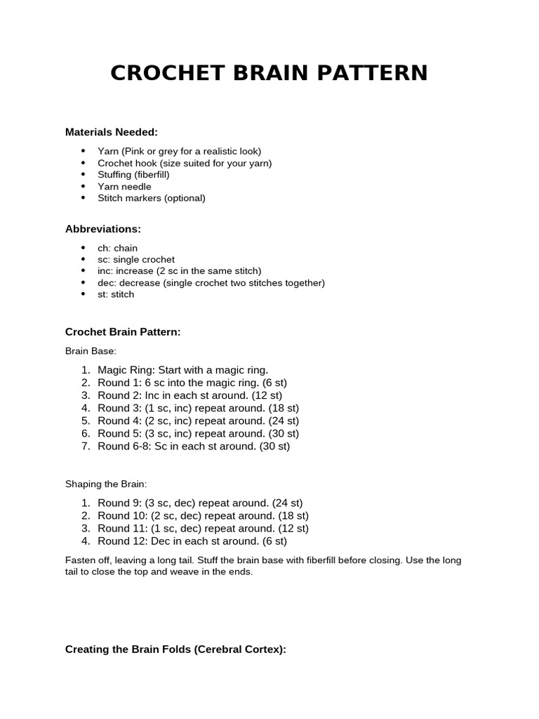 Crochet Brain Pattern | PDF