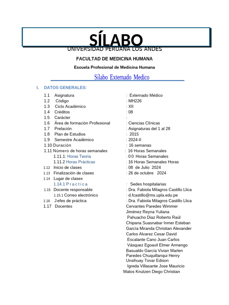 Silabus Externado 2024 II | PDF