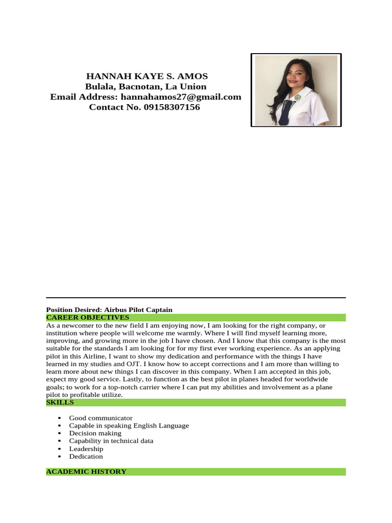 RESUME Format Pt | PDF