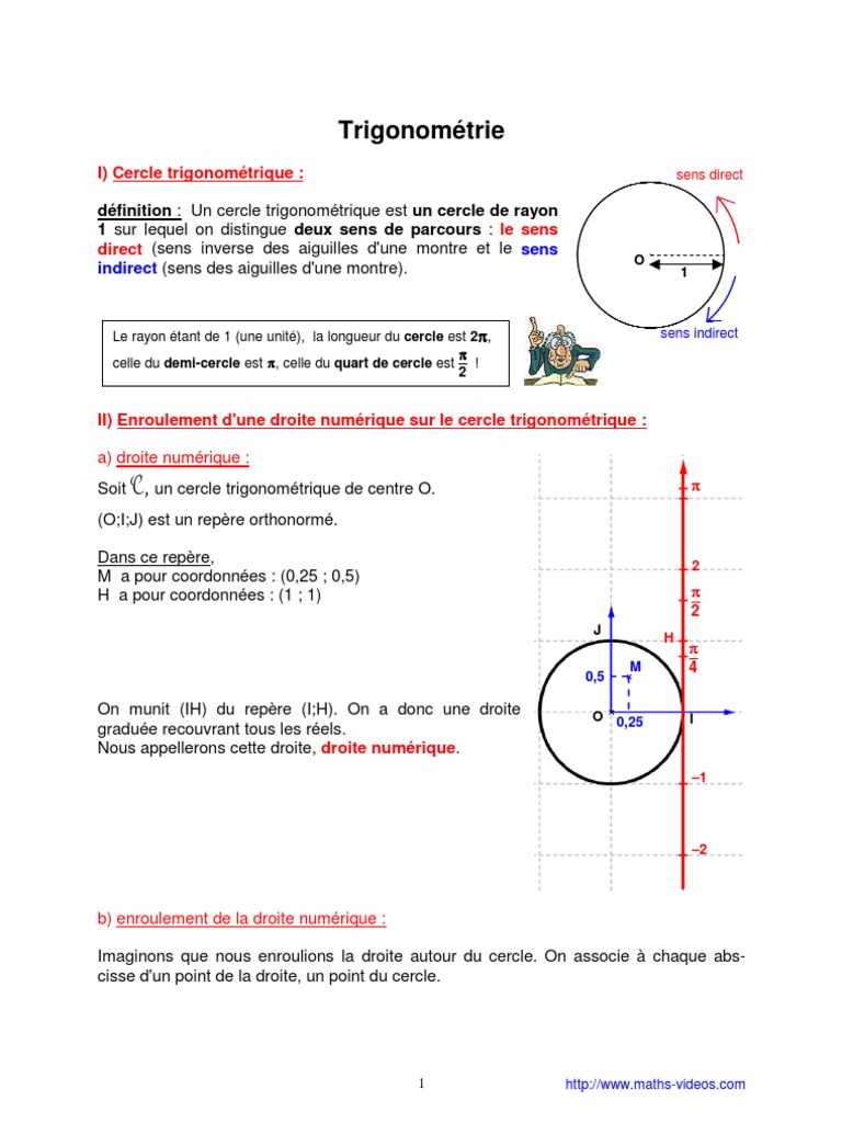 Trigonométrie (2nde) | PDF | Cercle | Angle
