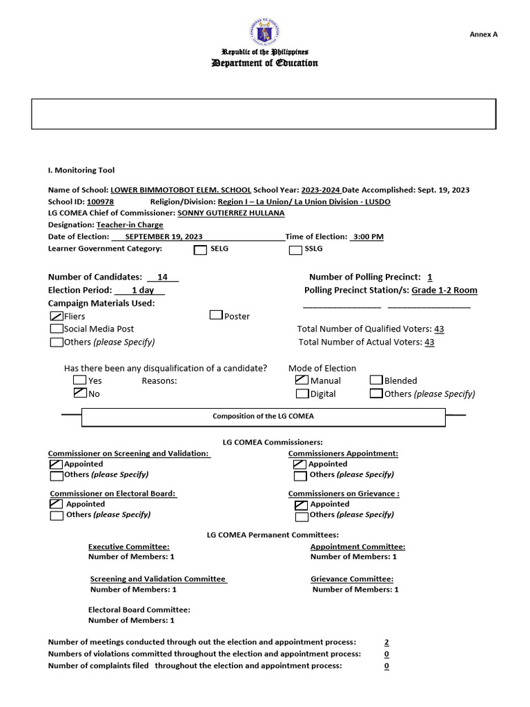 LG Comea Monitoring Tool Schoolyear 2023 2024 | PDF