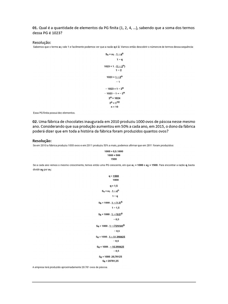 Atividade Complementar - P.A e P.G - 2 Série-1 | PDF