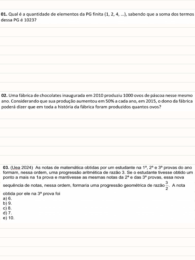 Atividade Complementar - P.A e P.G - 2 Série | PDF