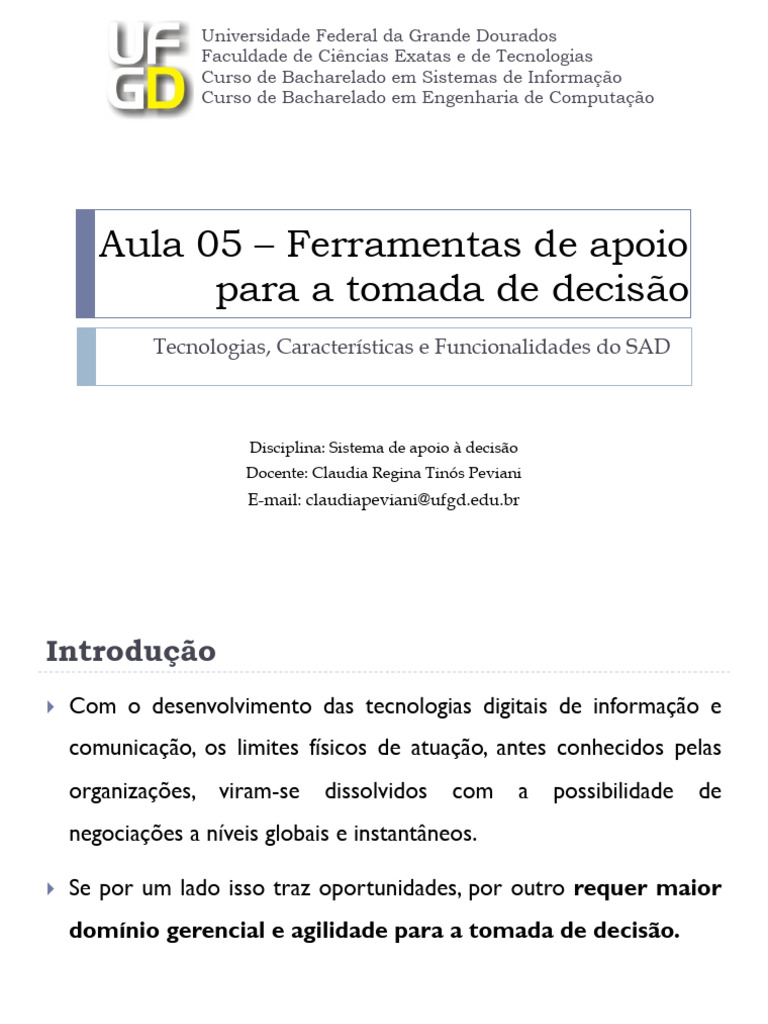 Aula 05 - Ferramentas de Apoio para A Tomada de Decisão | PDF