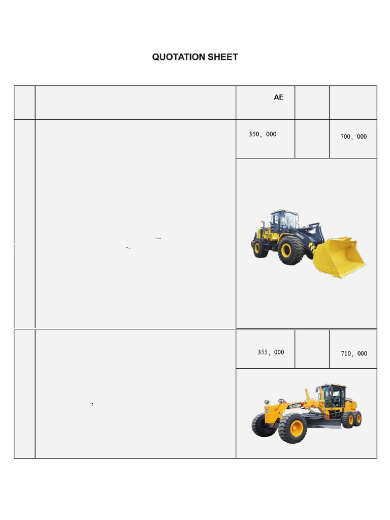 Machines and Trucks Douala for Quotation of LG ENGINEERING CONSTRUCTION | PDF