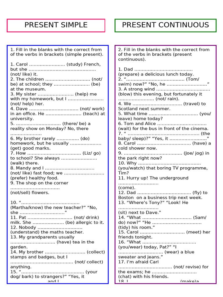 Present Simple Present Continuos 91942 | PDF