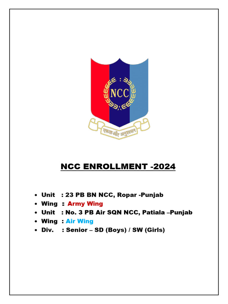 CU NCC Enrollment - 2024 | PDF