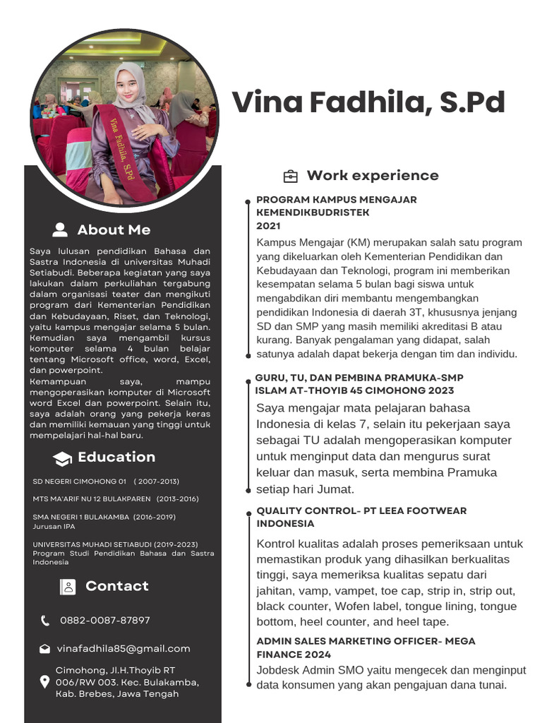 CV Vina Fadhila | PDF