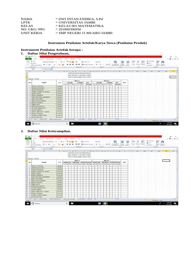 Instrumen Penilaian Artefak | PDF