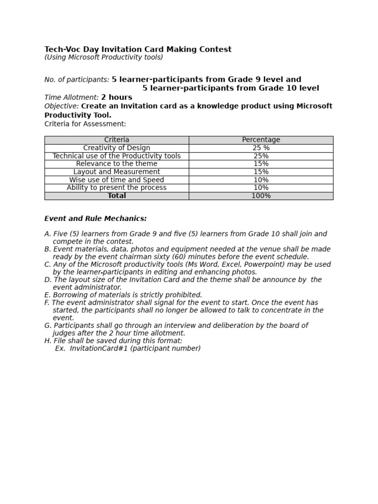 Invitaion Card Making Criteria For Css | PDF
