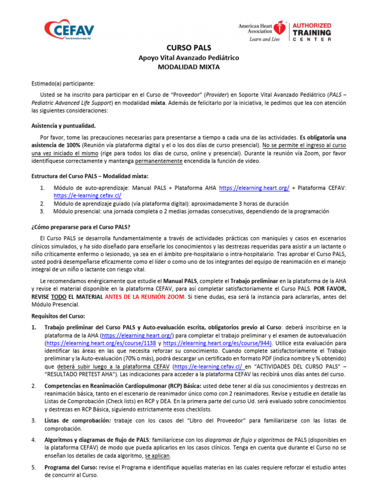 Curso PALS 2024: Guía de Participación | PDF | Reanimación ...