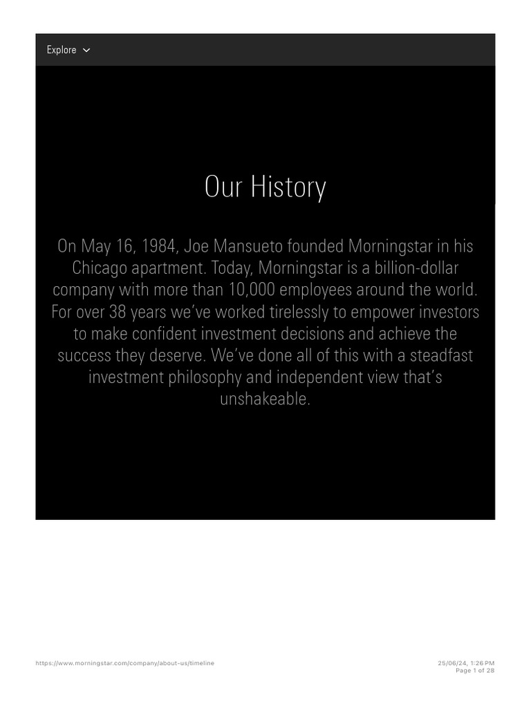 Our History - Morningstar | PDF