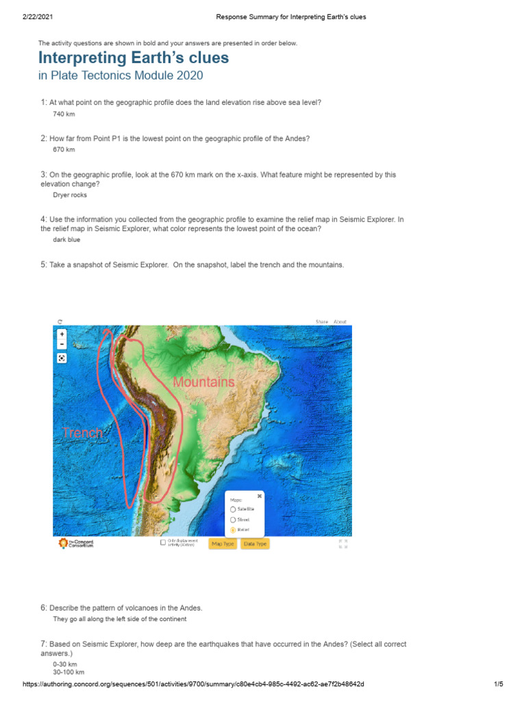 Response Summary For Interpreting Earth's Clues | PDF