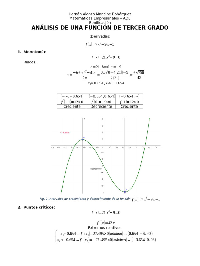 An Lisis de Una Funci N de Tercer Grado | PDF