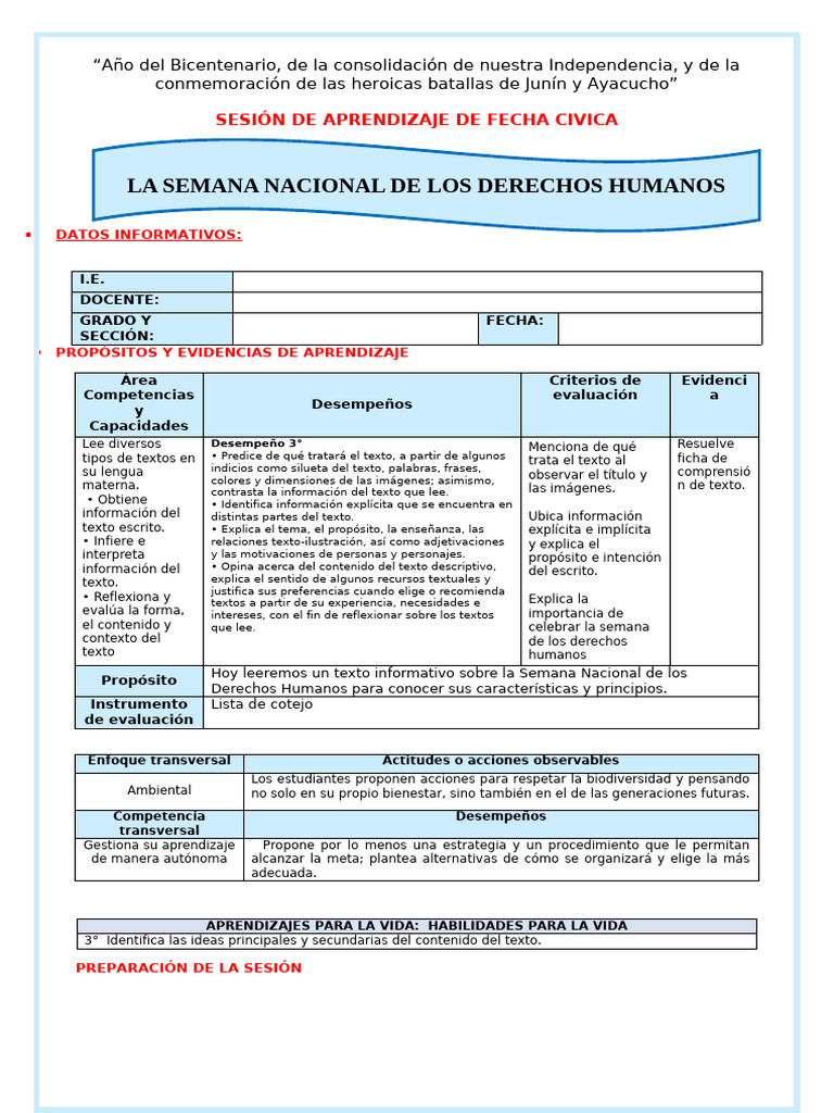 3° Ses F Civica Semana Derechos Humanos 933623393 Yessenia Carrasco | PDF