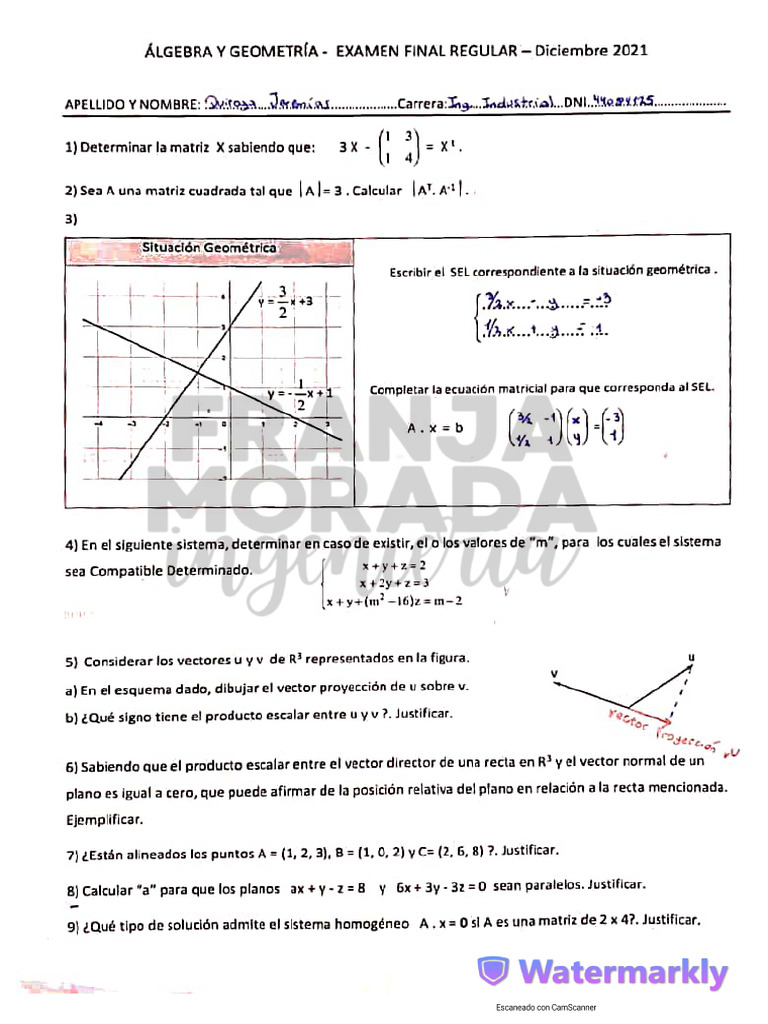 4 Examenes Finales de Algebra y Libro Algebra Lineal | PDF
