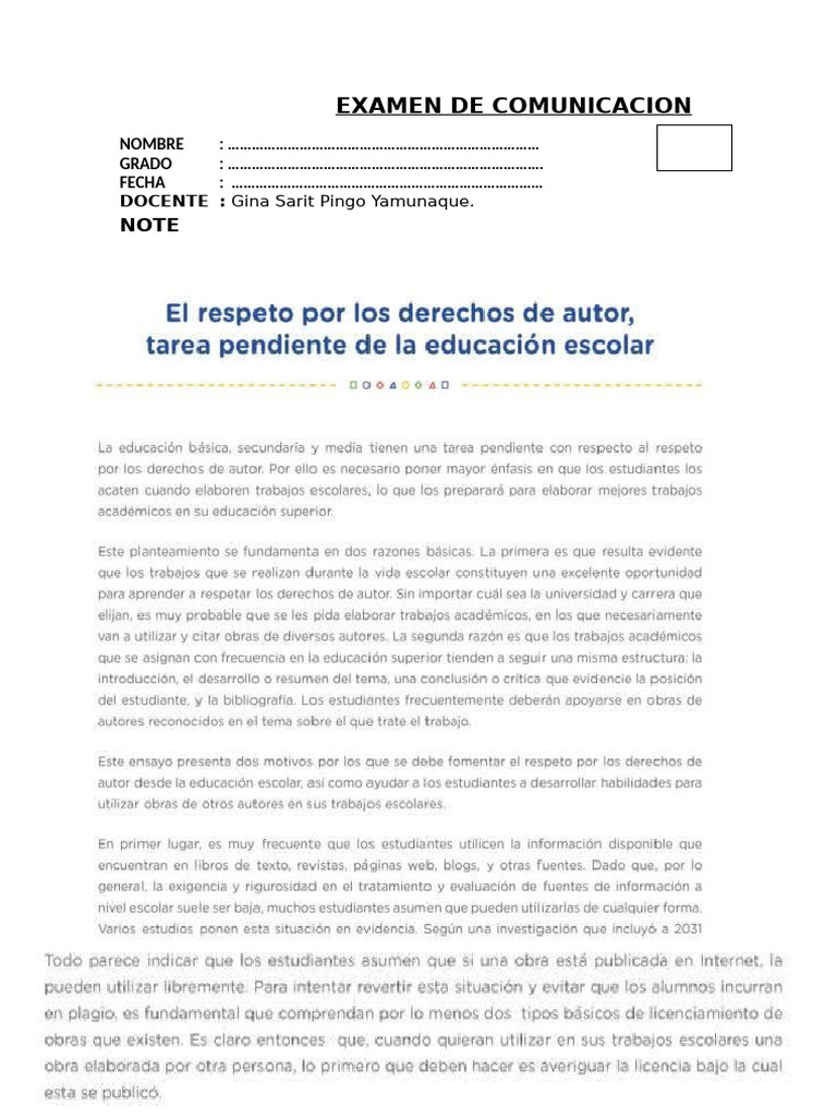 Examen de Comunicacion | PDF