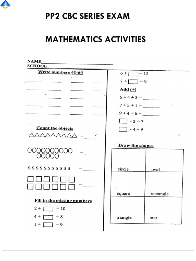 MATHEMATICS ACTIVITIES PP2 | PDF
