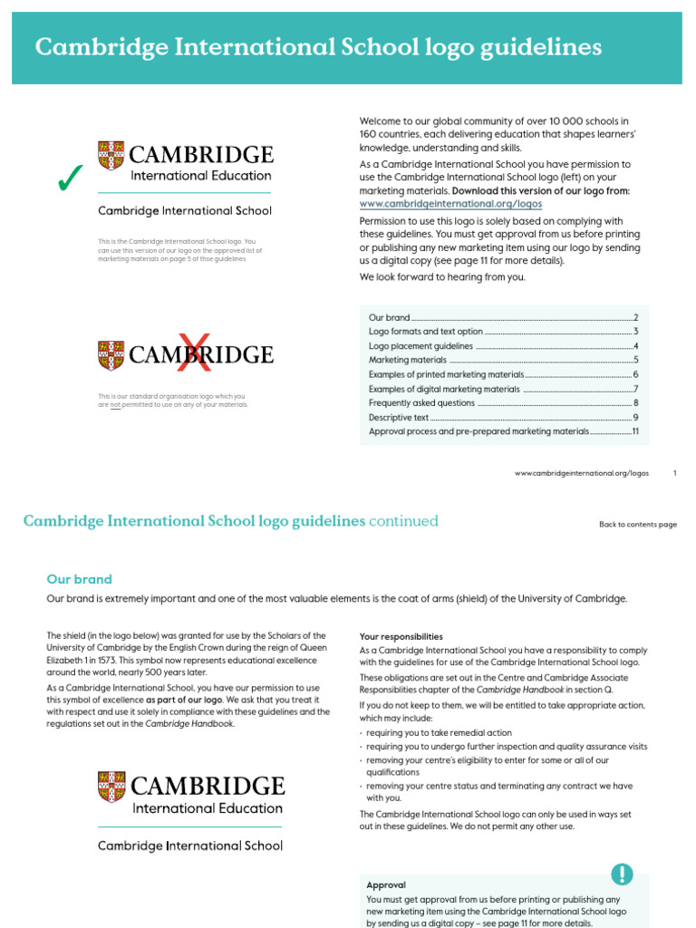 Cambridge International Schools Logo Guidelines | PDF