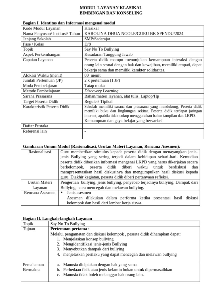 Modul Layan BK Bullying | PDF
