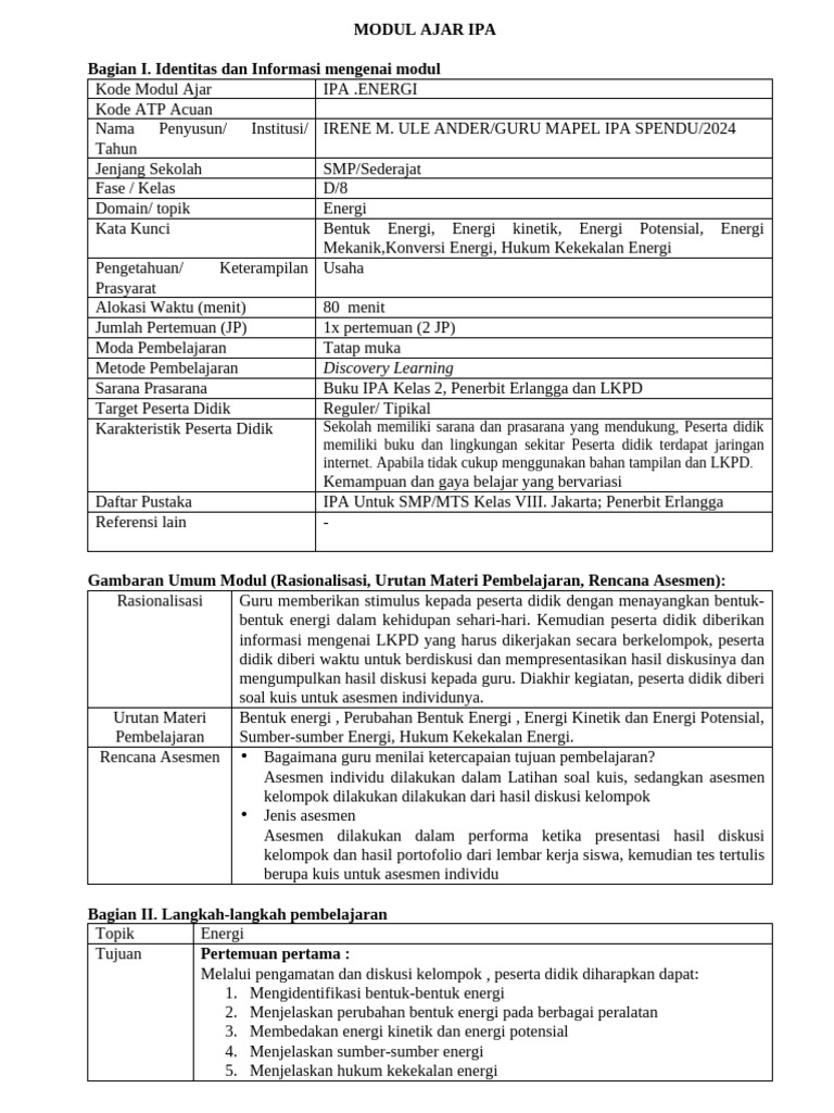 Modul Ajar Diferensiasi Ipas Kelas 3 Sd Soal Tka Sma Pdf To Excel