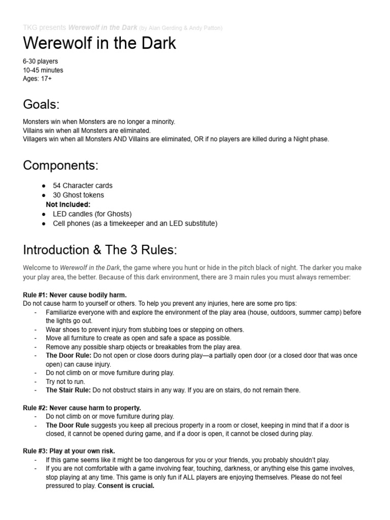 Werewolf in The Dark Rules (WitD) | PDF | Werewolves | Monsters