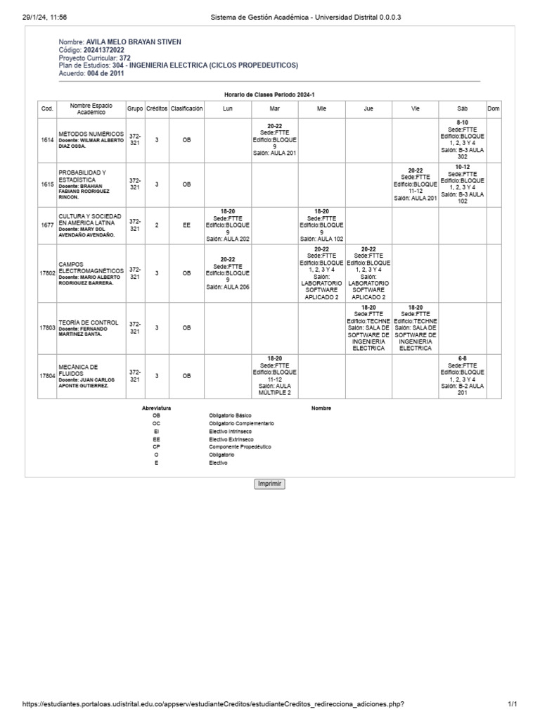 Horario Brayan | PDF