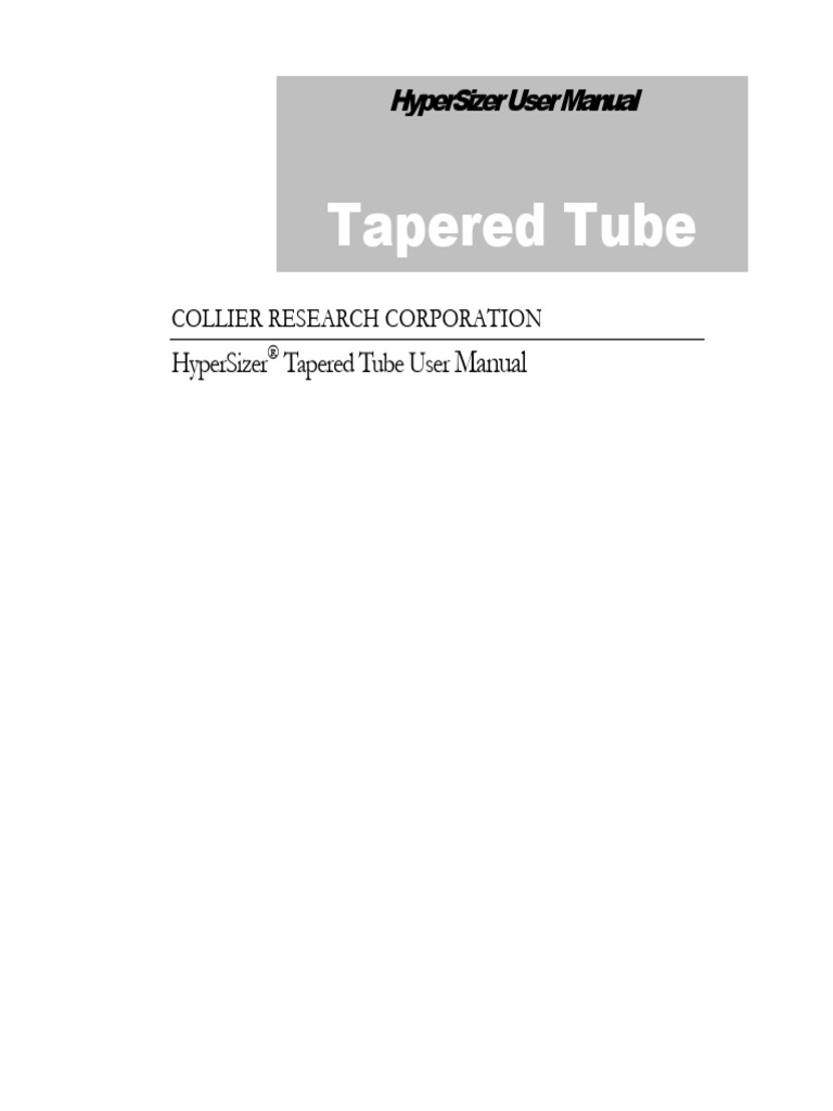 User Manual Tapered Tube | PDF