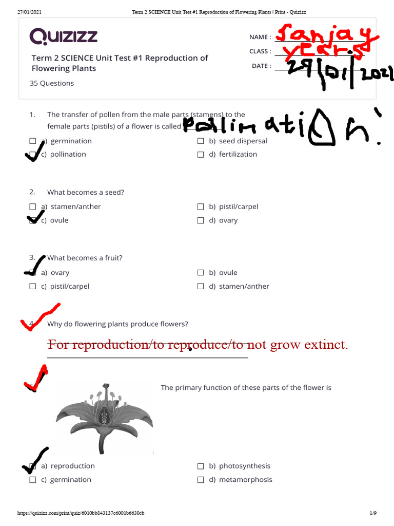 Sanjay Rathnam Singaram - Term 2 SCIENCE Unit Test #1 Reproduction of ... Sanjay Rathnam Singaram - Term 2 SCIENCE Unit Test #1 Reproduction of ...