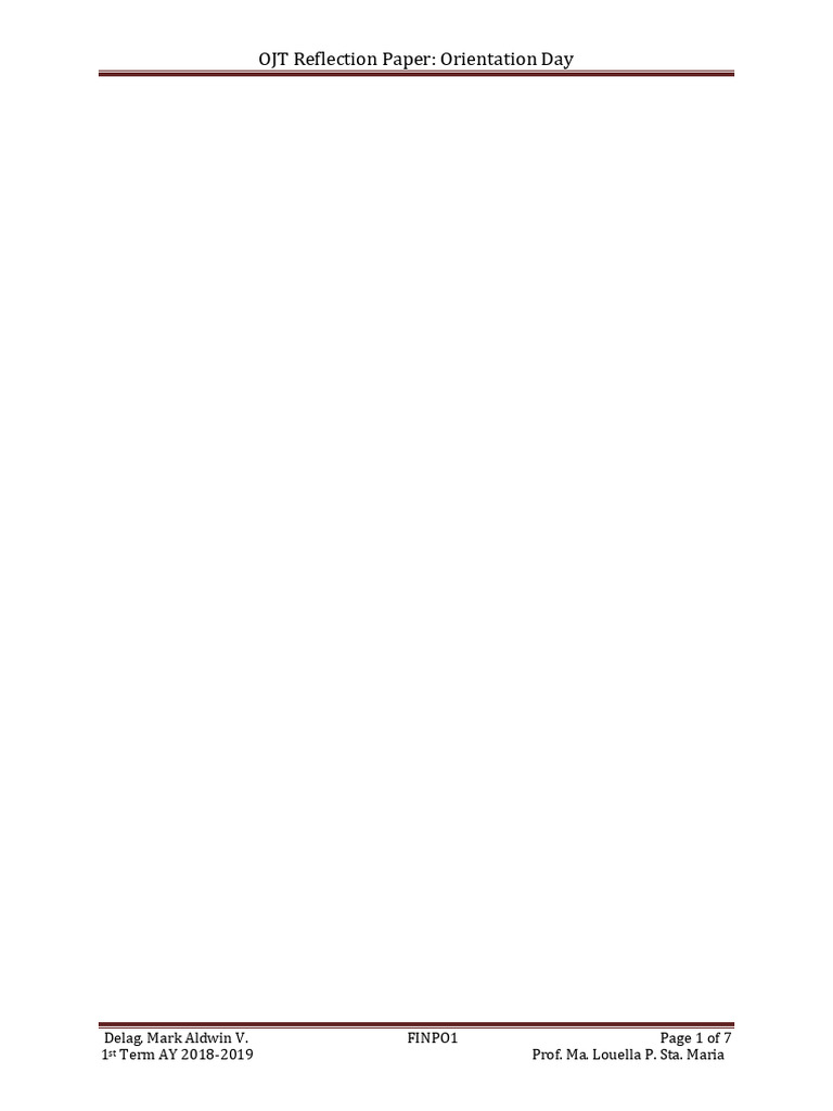 Orientation Reflection Paper Template | PDF