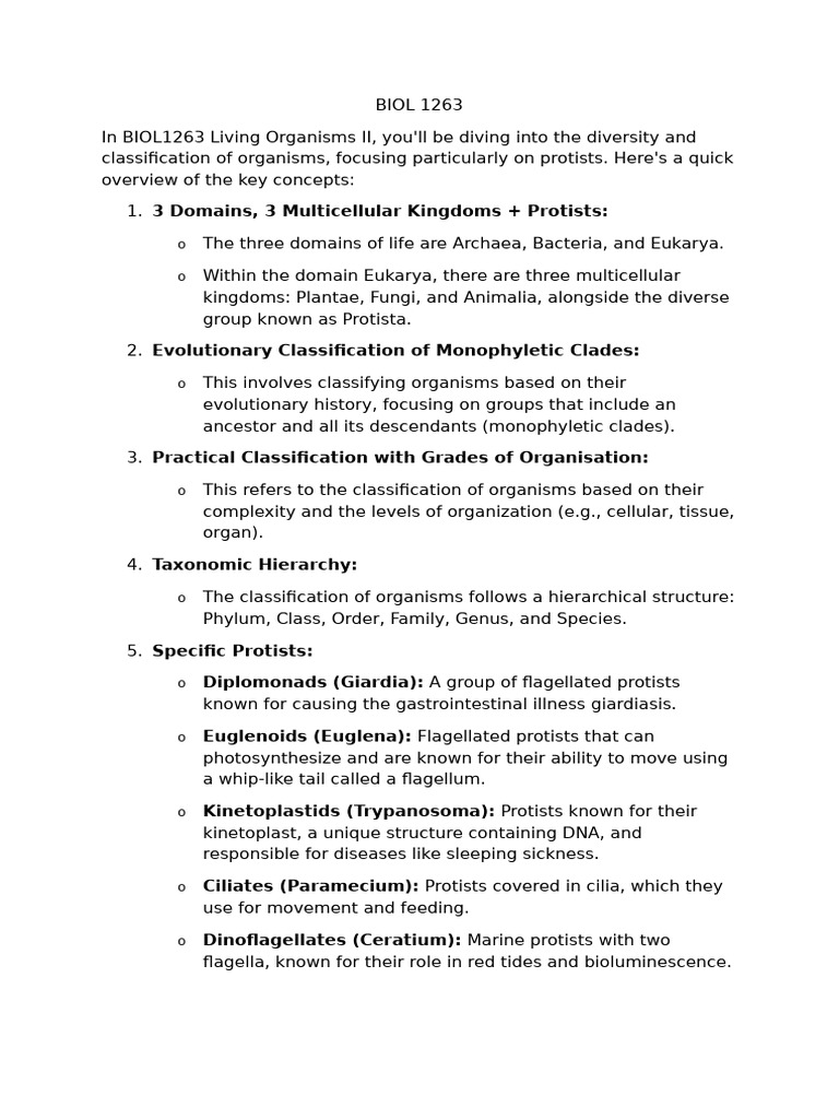 BIOL 1263 Lecture Notes | PDF