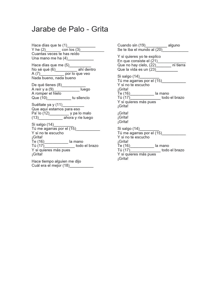 Jarabe de Palo - Grita - Ejercicio | PDF