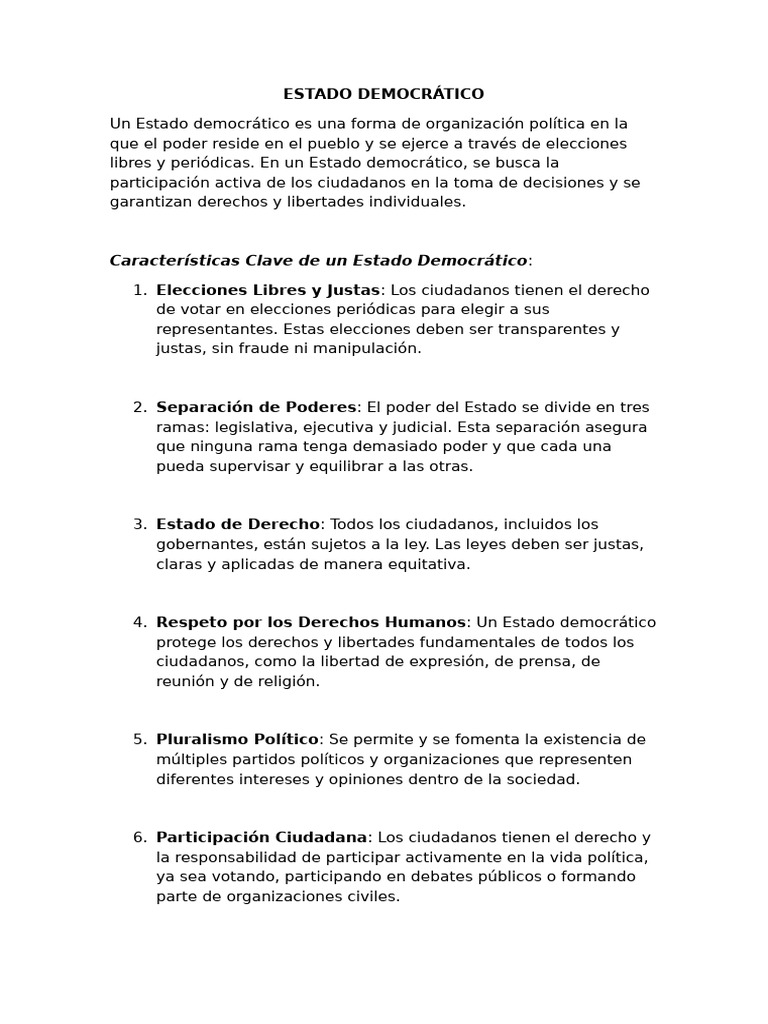 Características del Estado Democrático | PDF | Ideologias Políticas ...