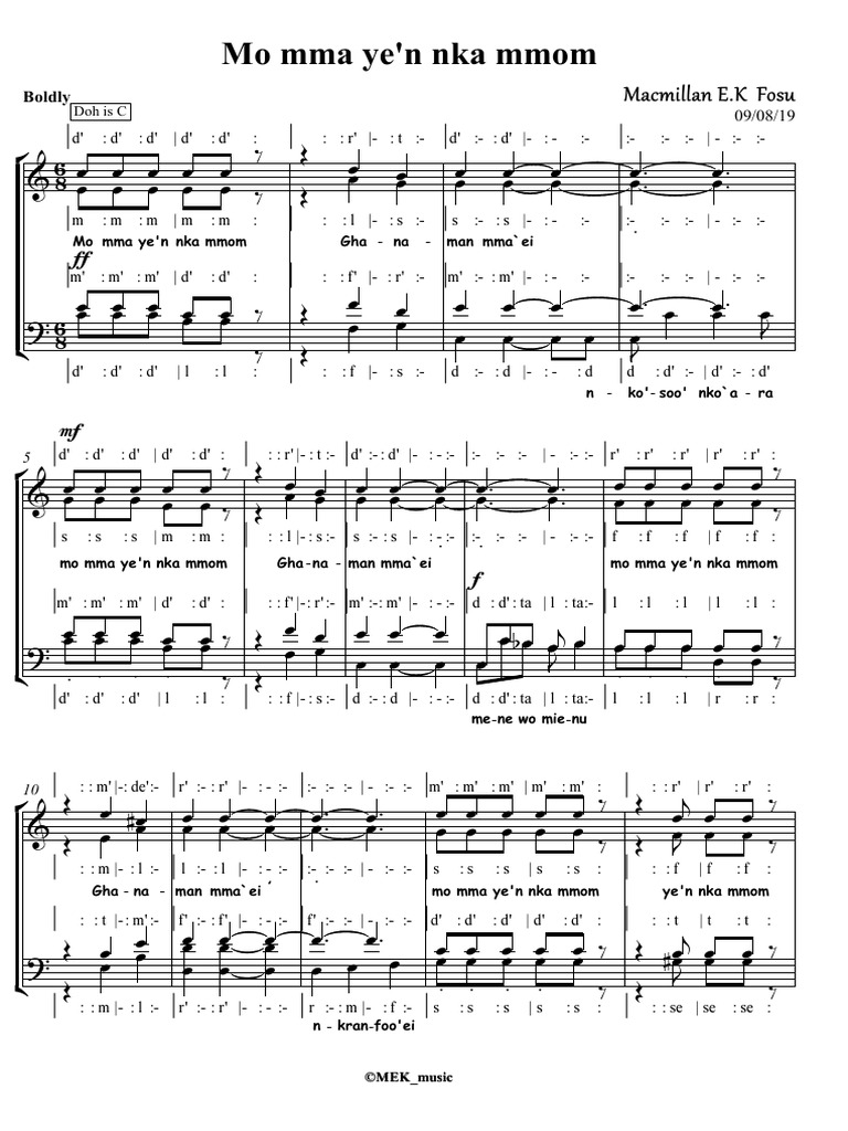 Mo Mma Ye'n Nka mmom-MEK - Full Score | PDF